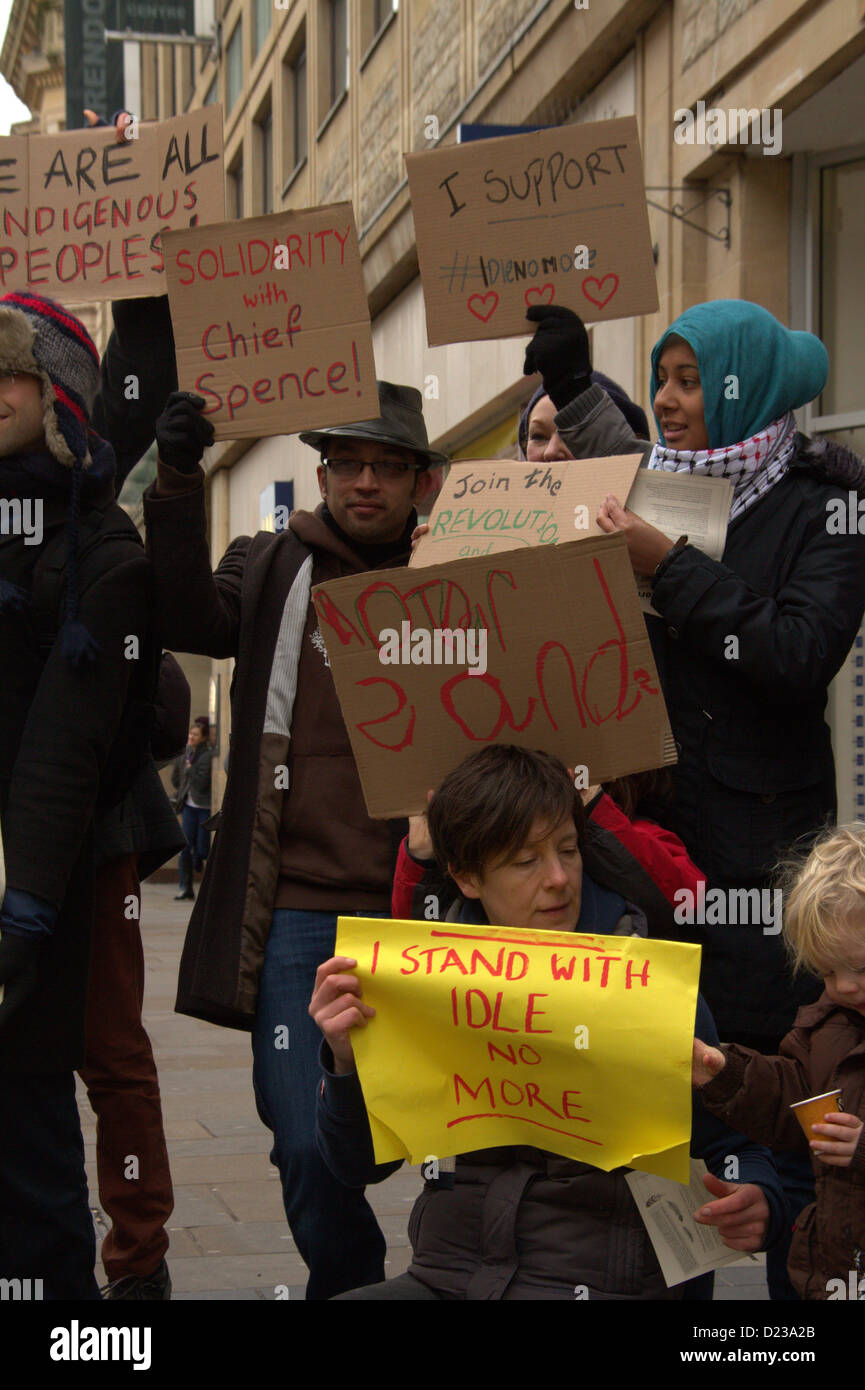 Oxford, UK. 13th Jan, 2013. Supporters of the Idle no more movement ...