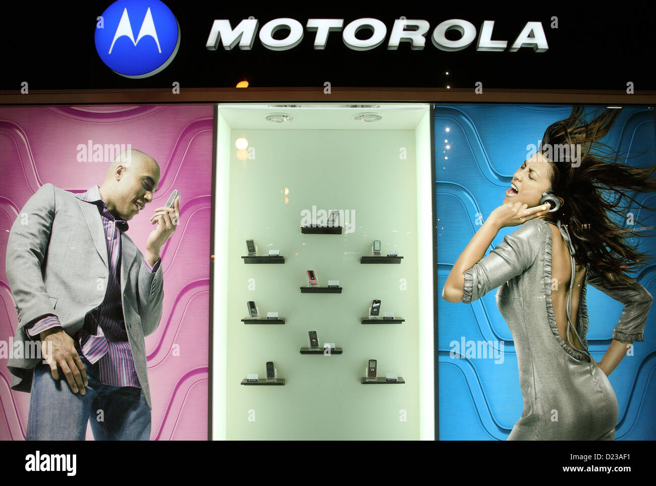 Liberec, Czech Republic, neon signs of Motorola in downtown Stock Photo ...