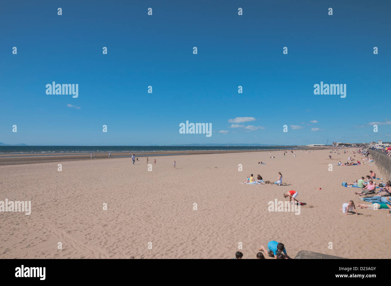 The beach Ayr South Ayrshire Scotland with Isle of Arran in background ...