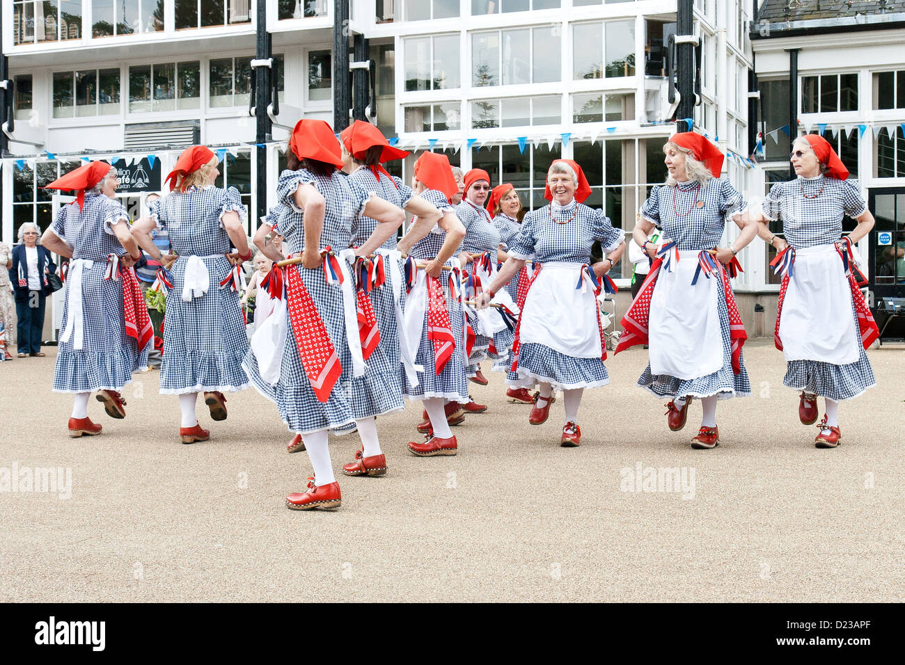 Buxton Day of dance 2012 with female morris dancers Stock Photo - Alamy