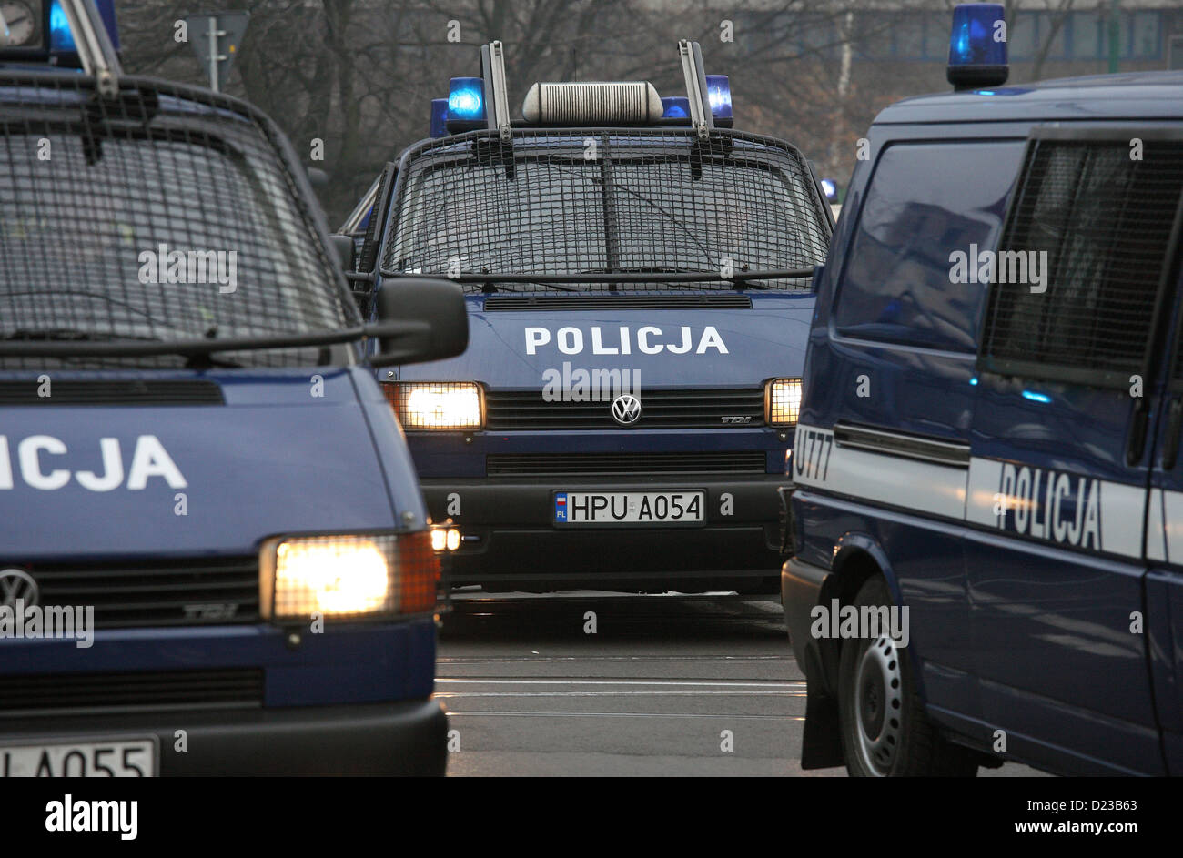 Poznan, Poland, police patrol cars during a demonstration Stock Photo ...