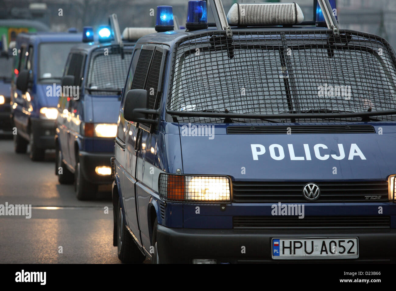 Poznan, Poland, police patrol cars during a demonstration Stock Photo ...