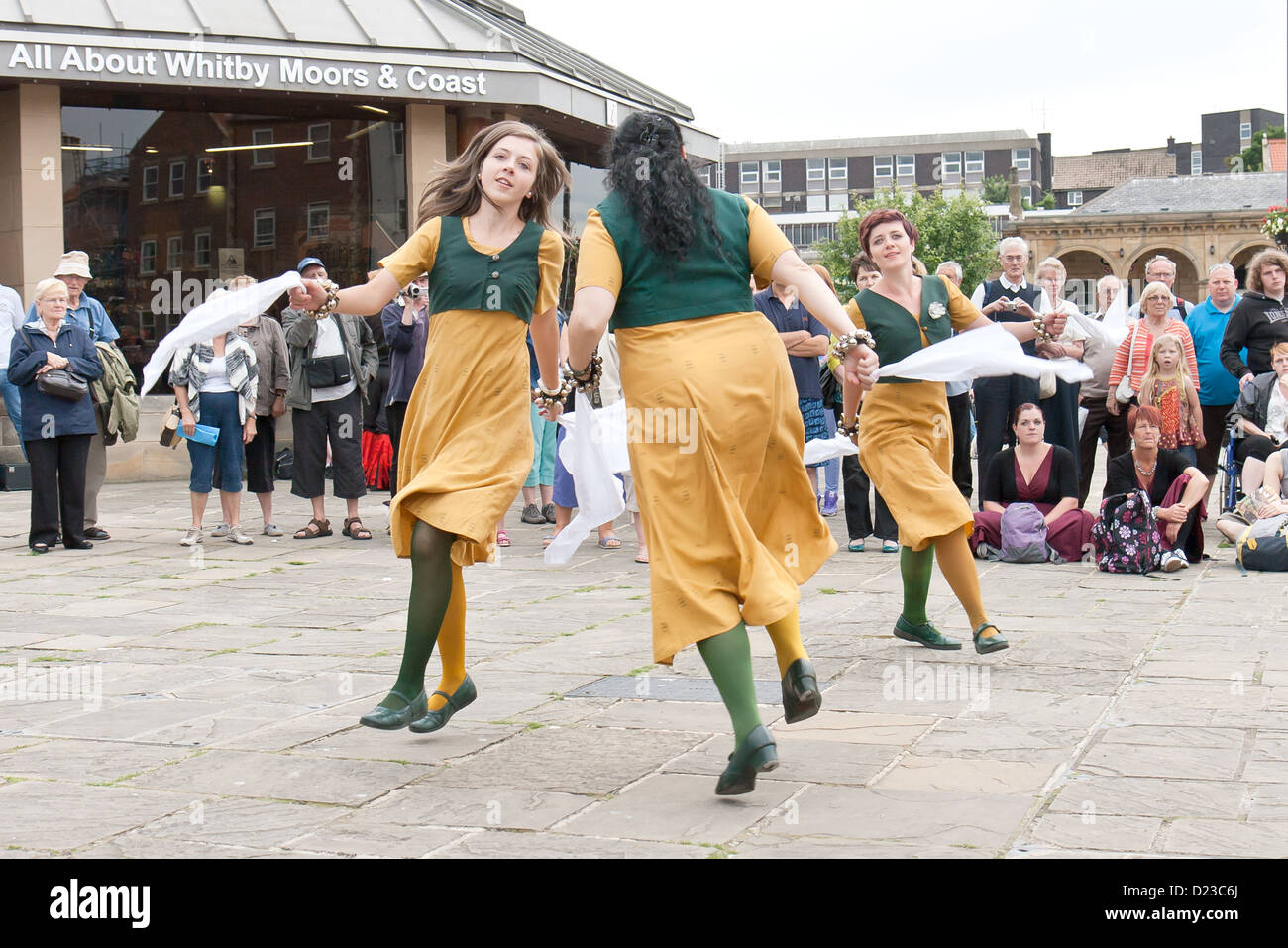 Folk dancing at the Whitby Folk Week 2012 traditional female morris ...