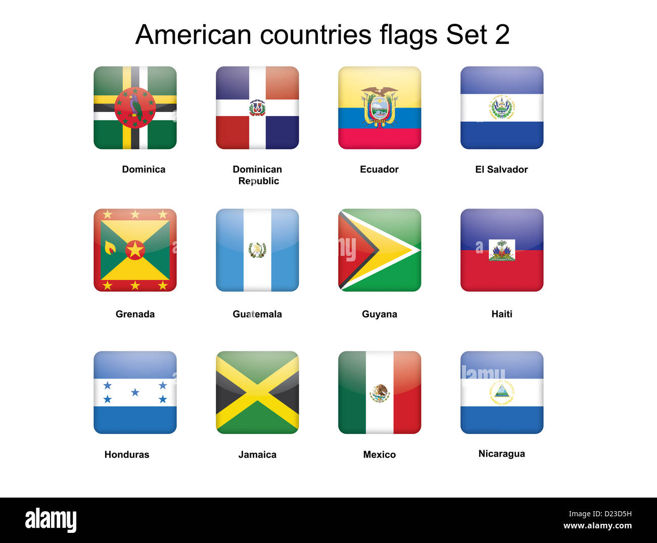 American countries flags set 2 Stock Photo - Alamy