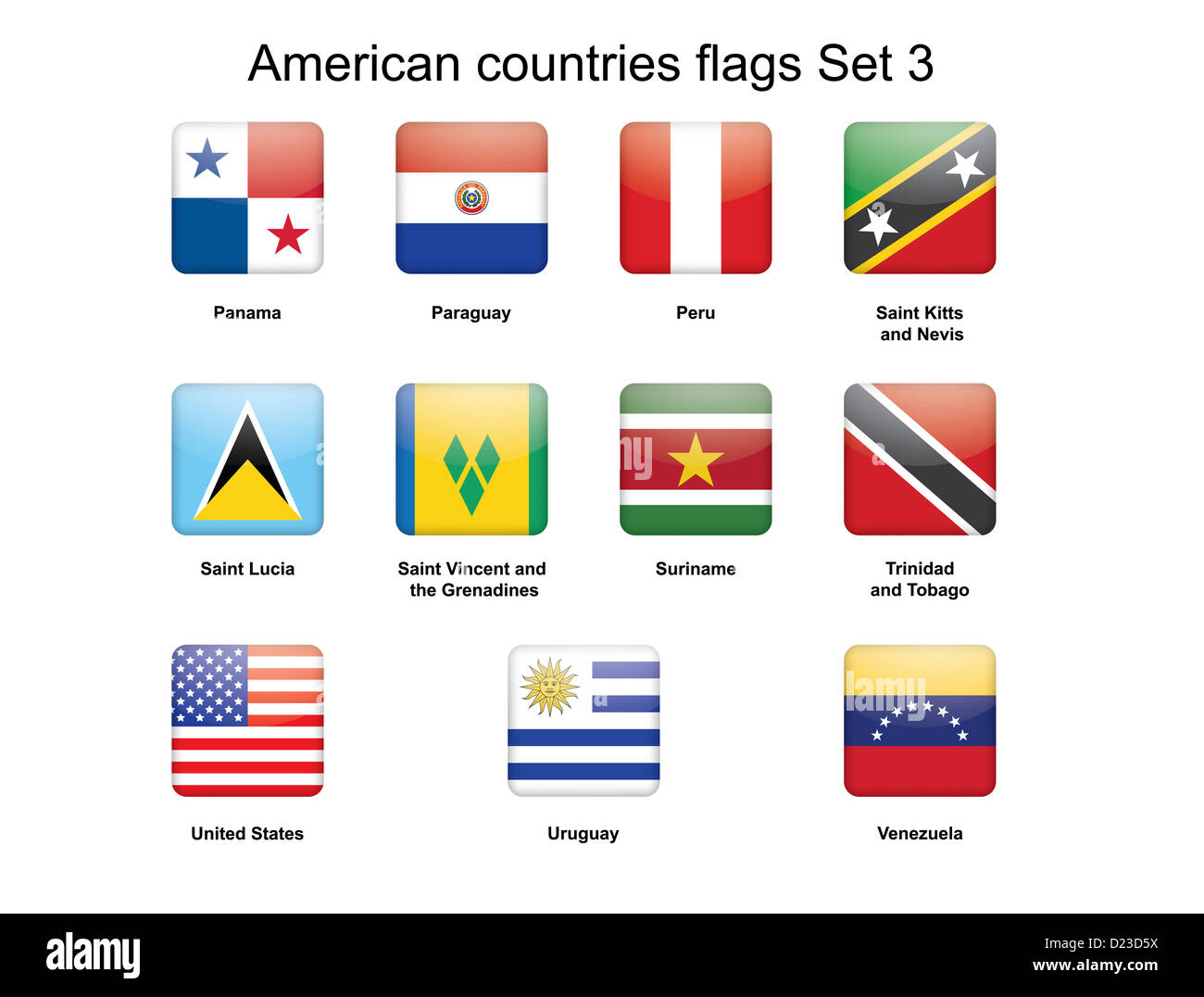American countries flags Set 3 Stock Photo - Alamy