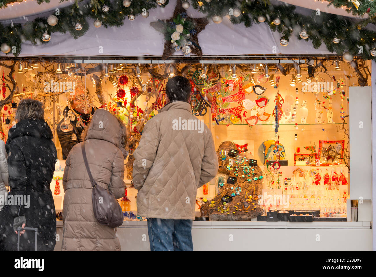 Switzerland, Basel. Munsterplatz Winter Holiday Market (aka Le Marche ...