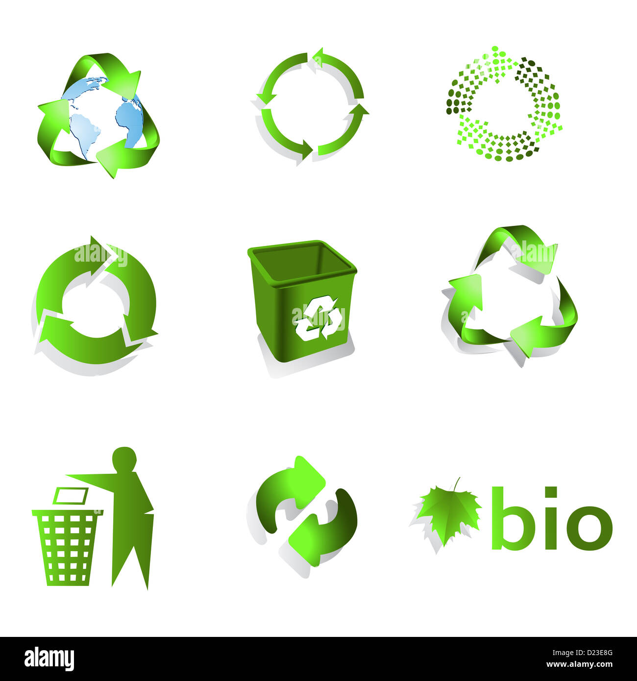 green eco bio Recycle Symbol isolated on white background Stock Photo ...
