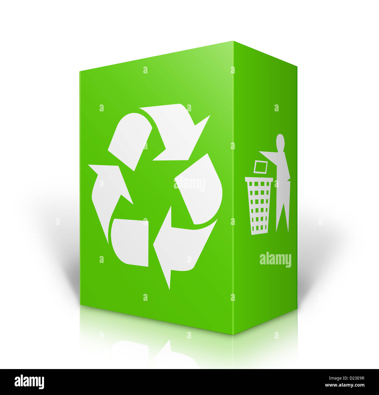 Recycle concept with green box and Recycle sign isolated on white ...