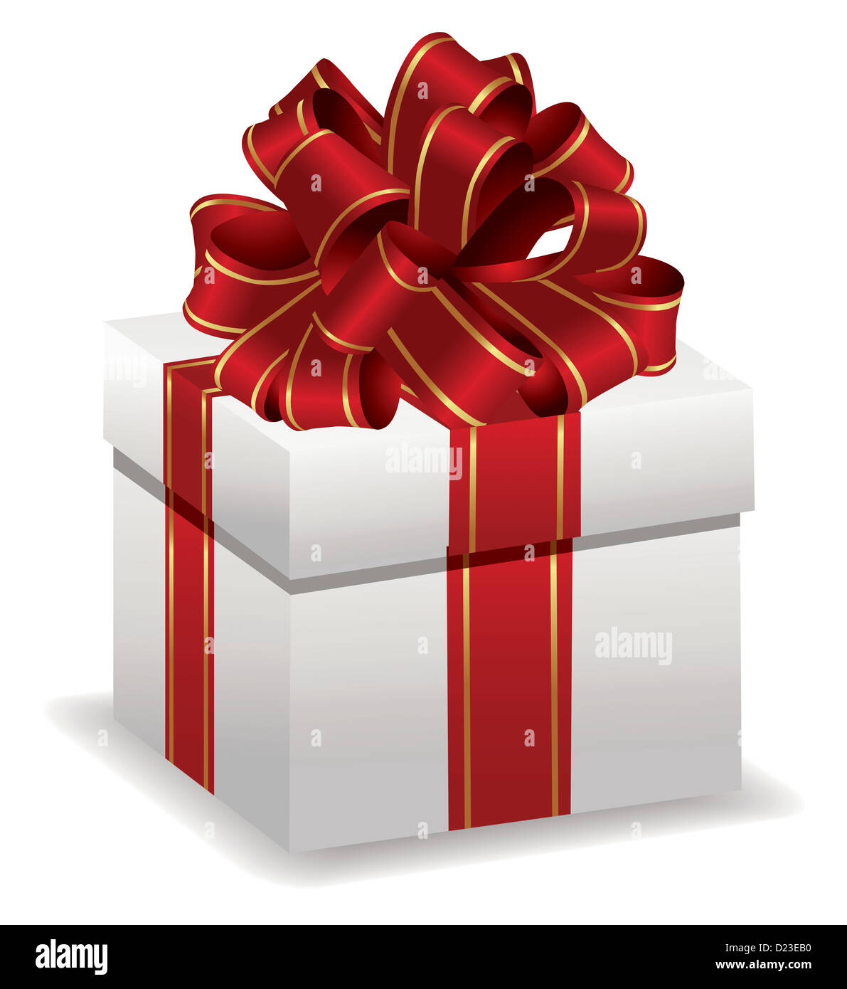 white gift box with red ribbon isolated on white background Stock Photo ...