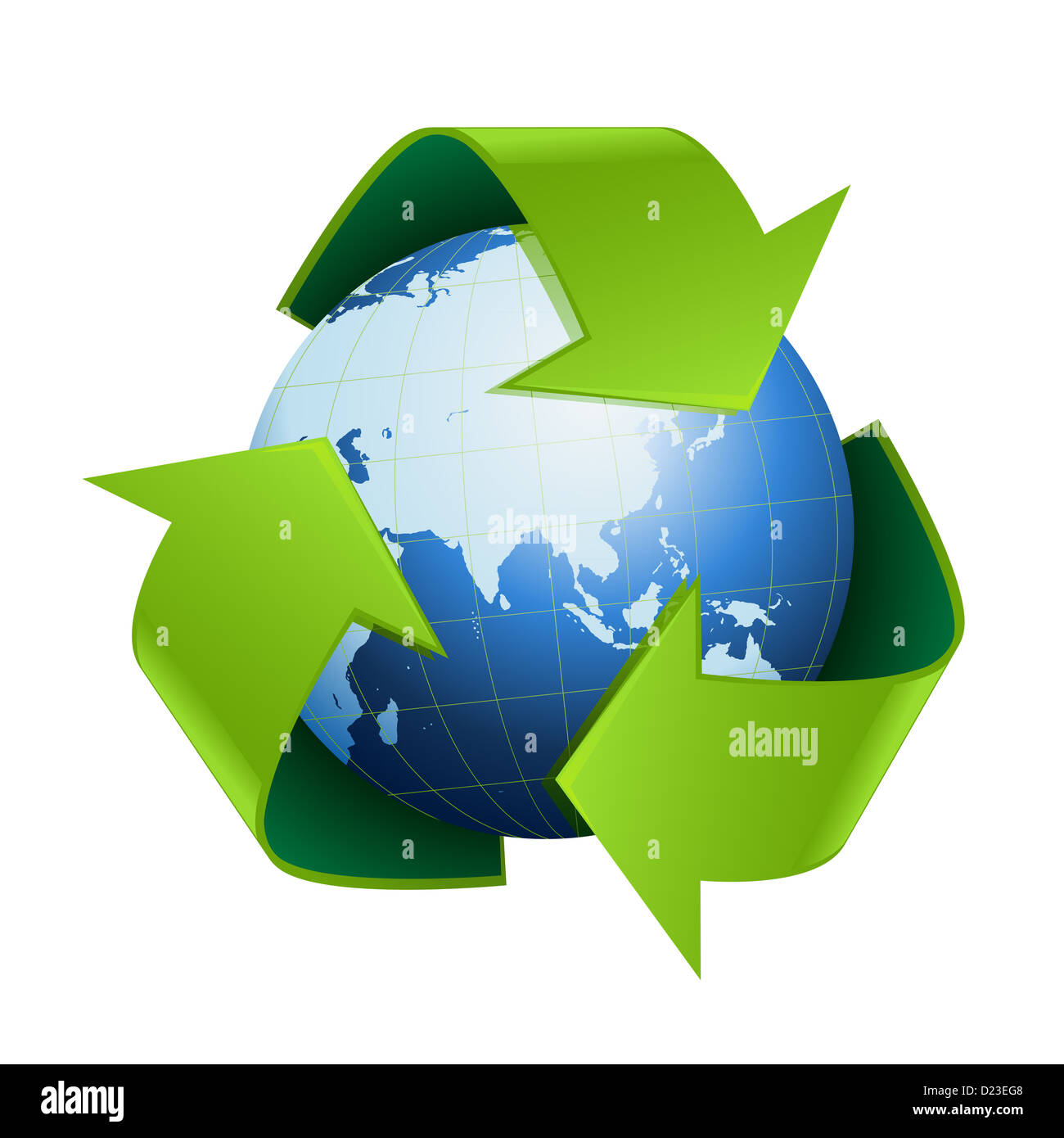 world globe with Recycle symbol around on white background Stock Photo ...