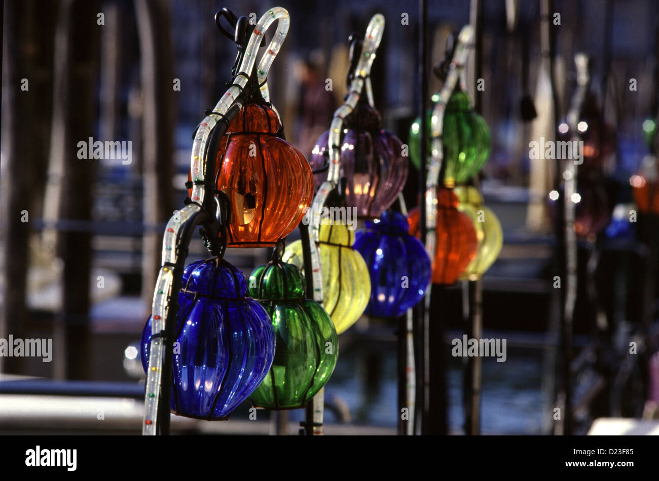 Decorated lanterns over water Venice Italy Stock Photo - Alamy