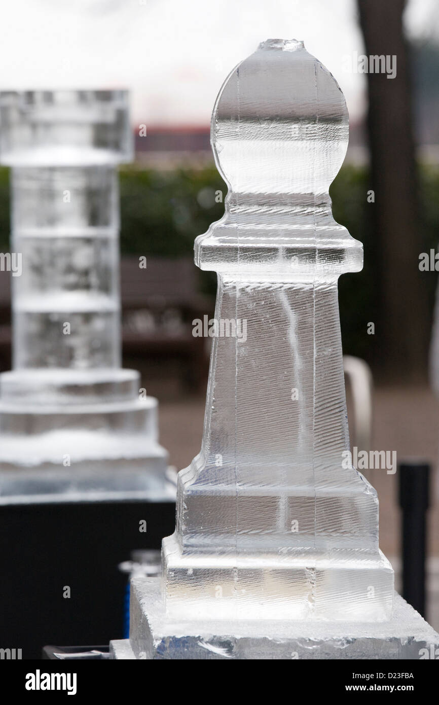 carved ice chess pieces Stock Photo - Alamy