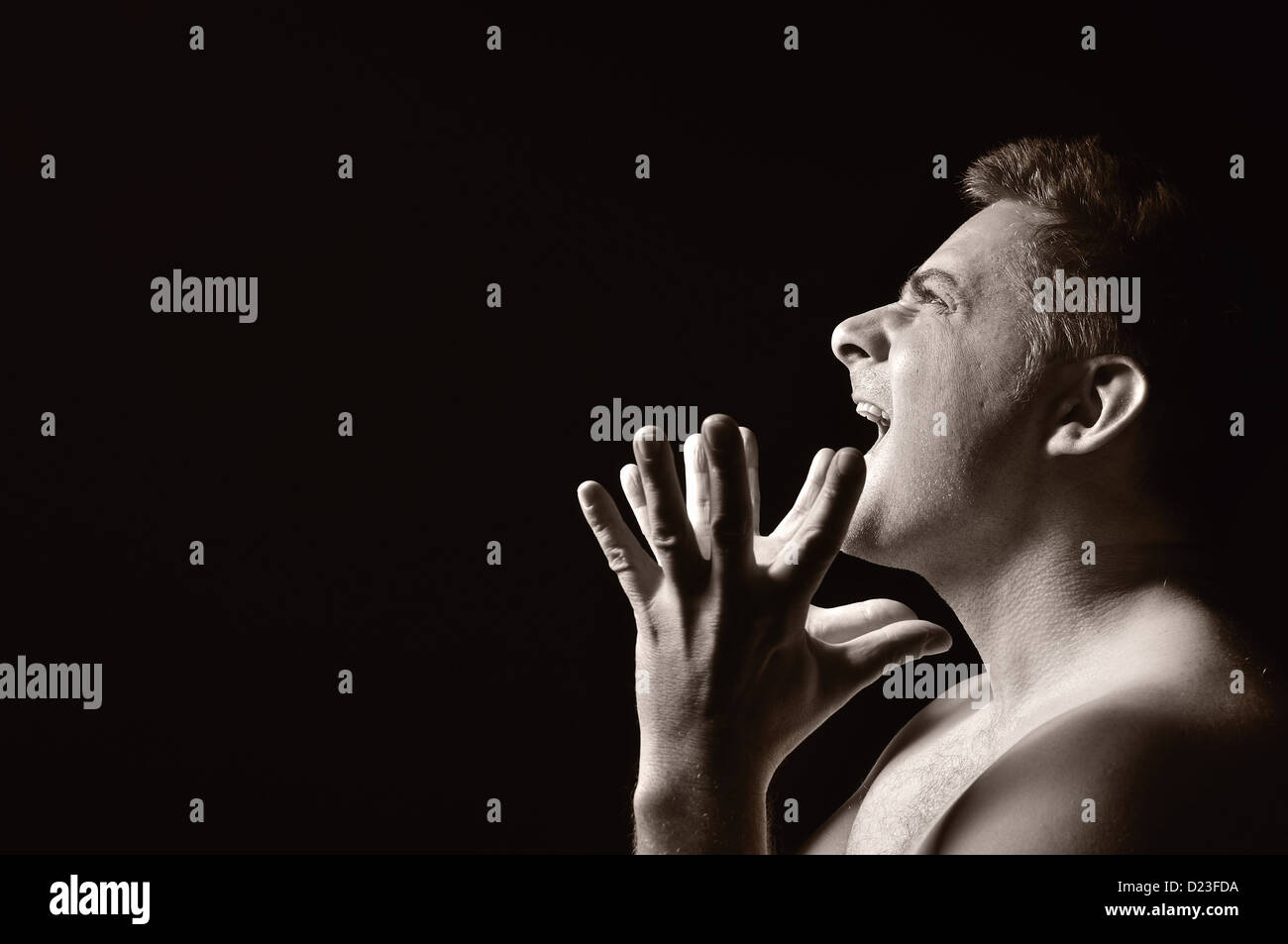 Desperate man, shouting and raging Stock Photo - Alamy