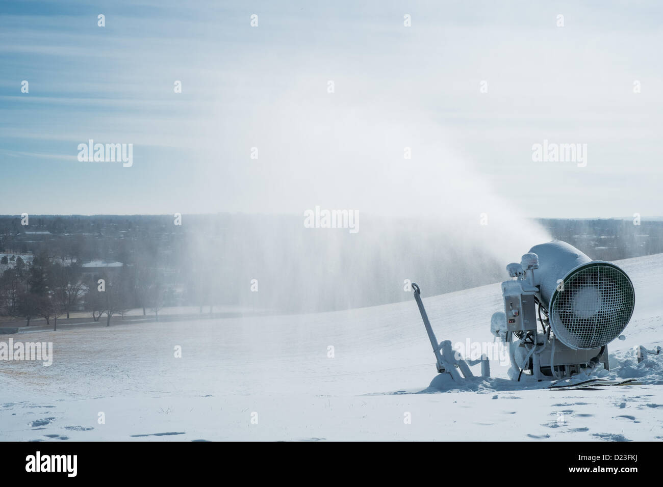 The City of Denver Parks and Recreation Department make snow on January ...