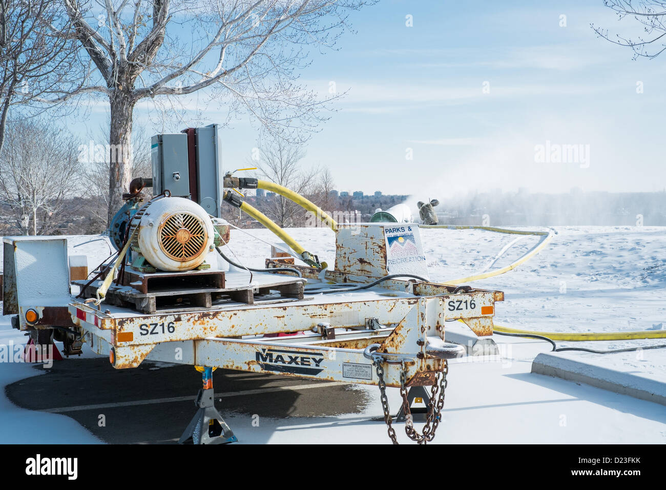 The City of Denver Parks and Recreation Department make snow on January ...
