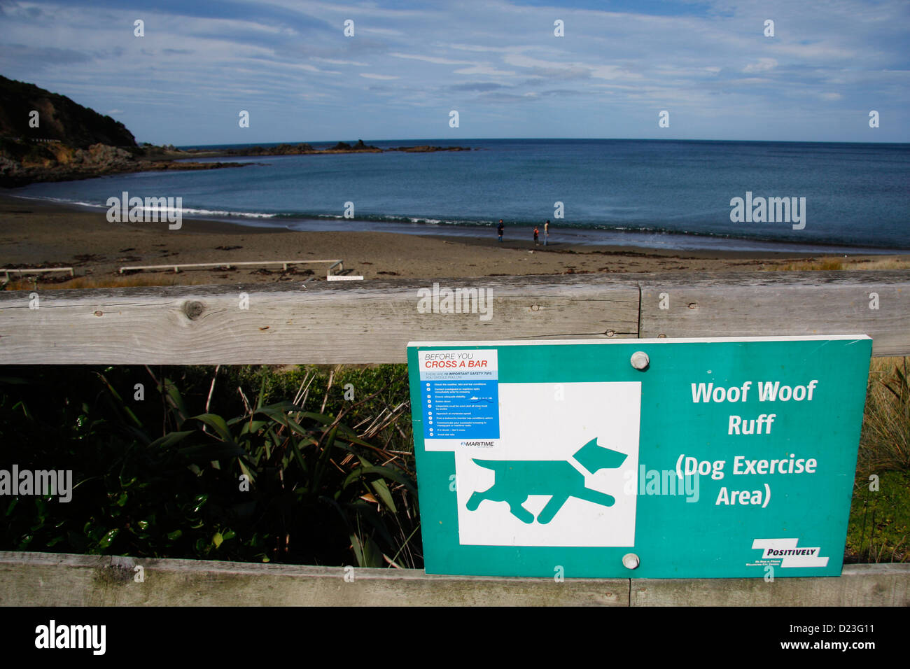 A sign indicates a dog exercise area in Houghton Bay, west of ...