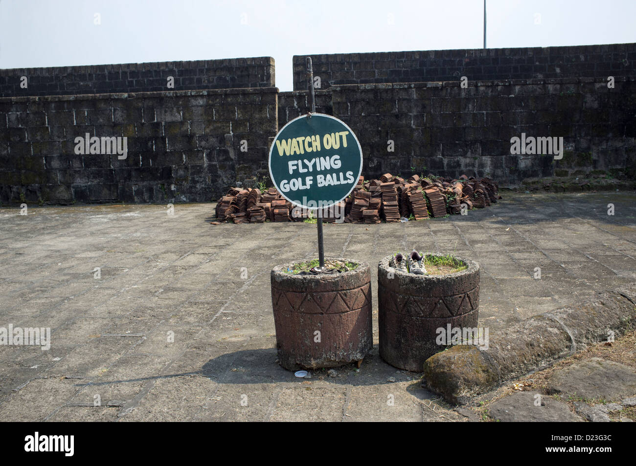 Warning Sign Danger Flying Golf Stock Photos & Warning Sign Danger ...