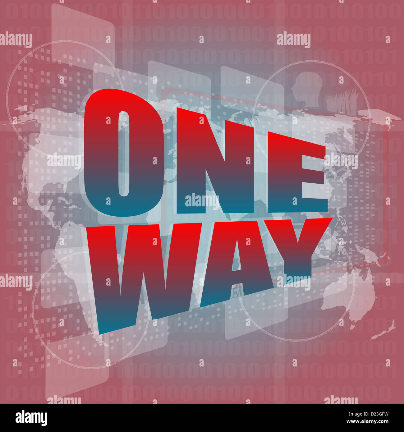 one way word on touch screen interface Stock Photo - Alamy