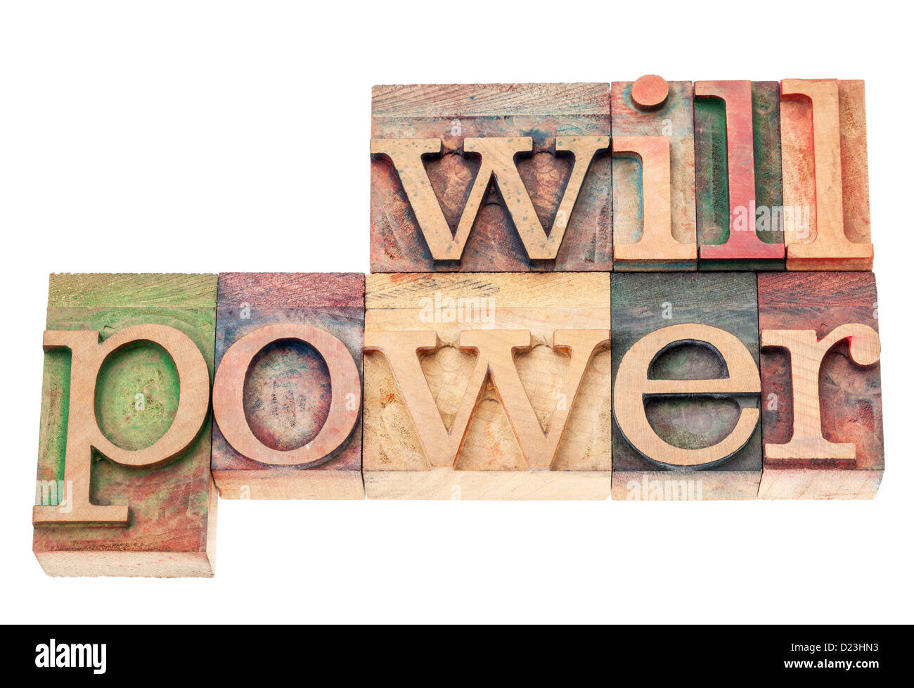 willpower word - isolated text in vintage letterpress wood type ...