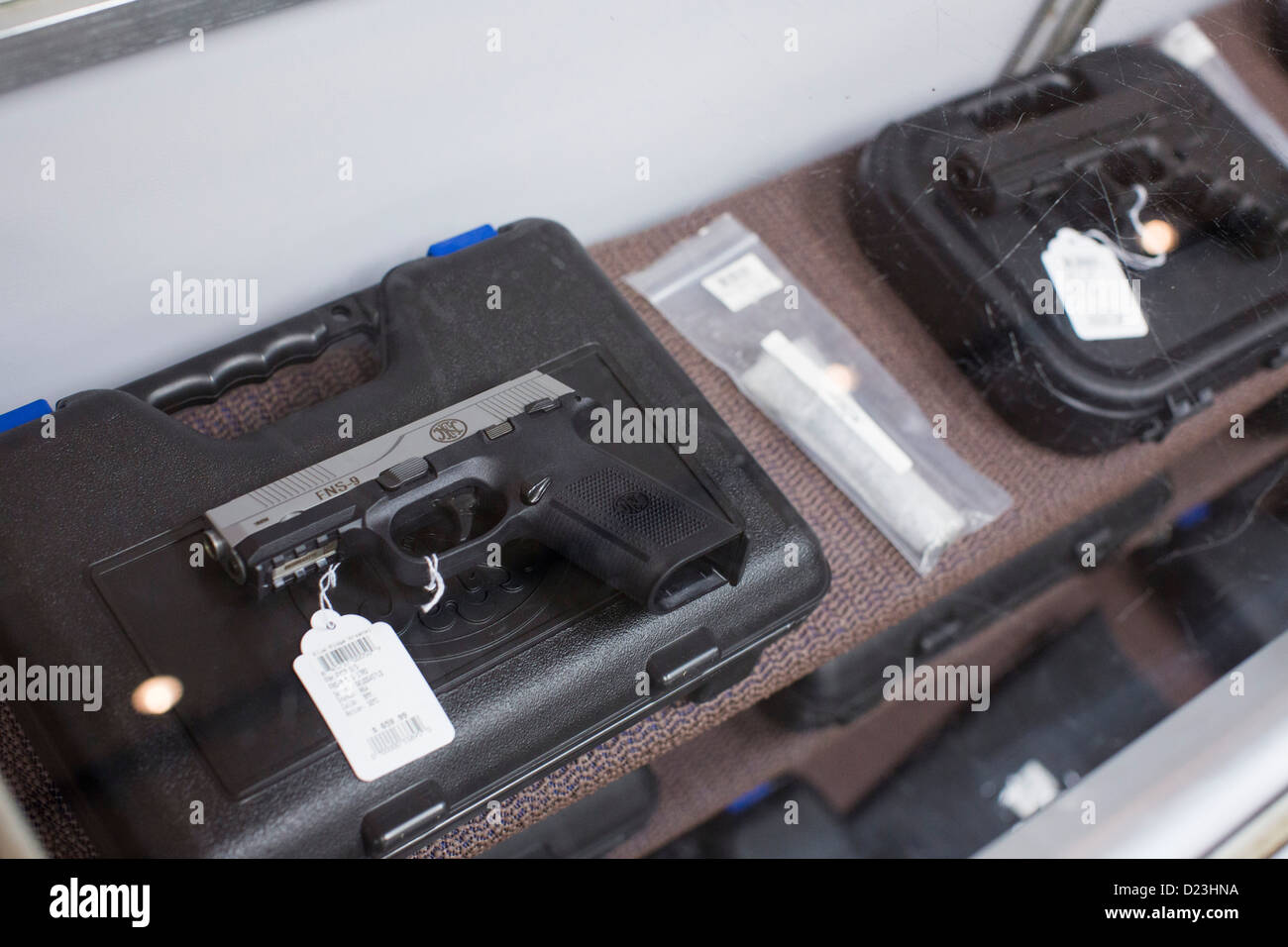 Handguns on display at a gun store Stock Photo - Alamy