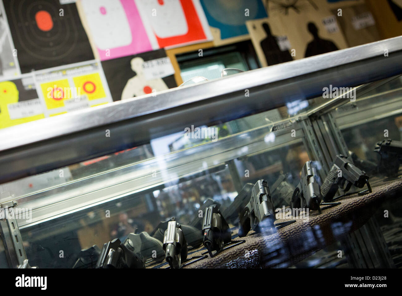 Handguns on display at a gun store Stock Photo - Alamy