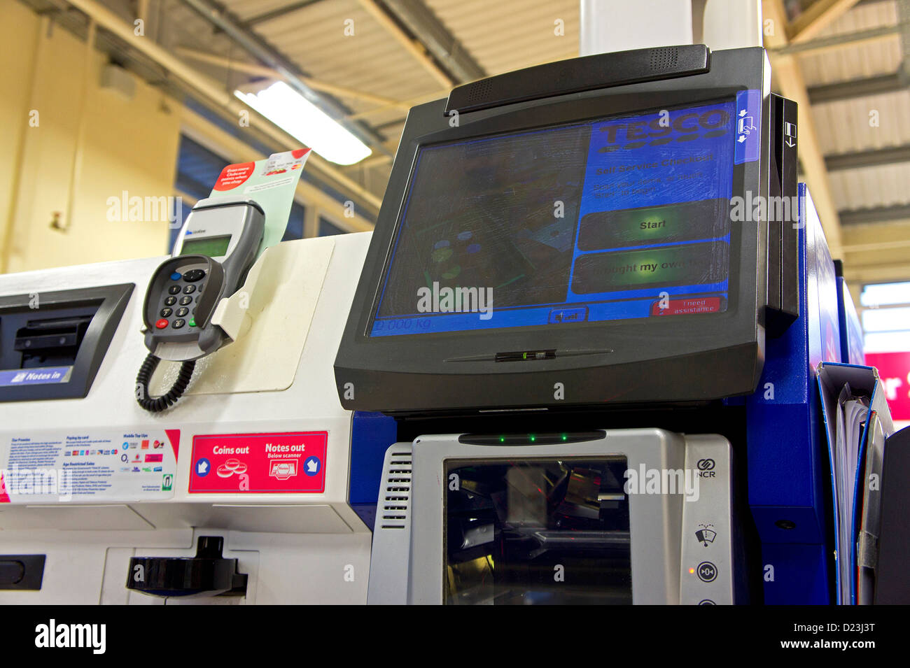 a self service checkout in a uk supermarket Stock Photo - Alamy