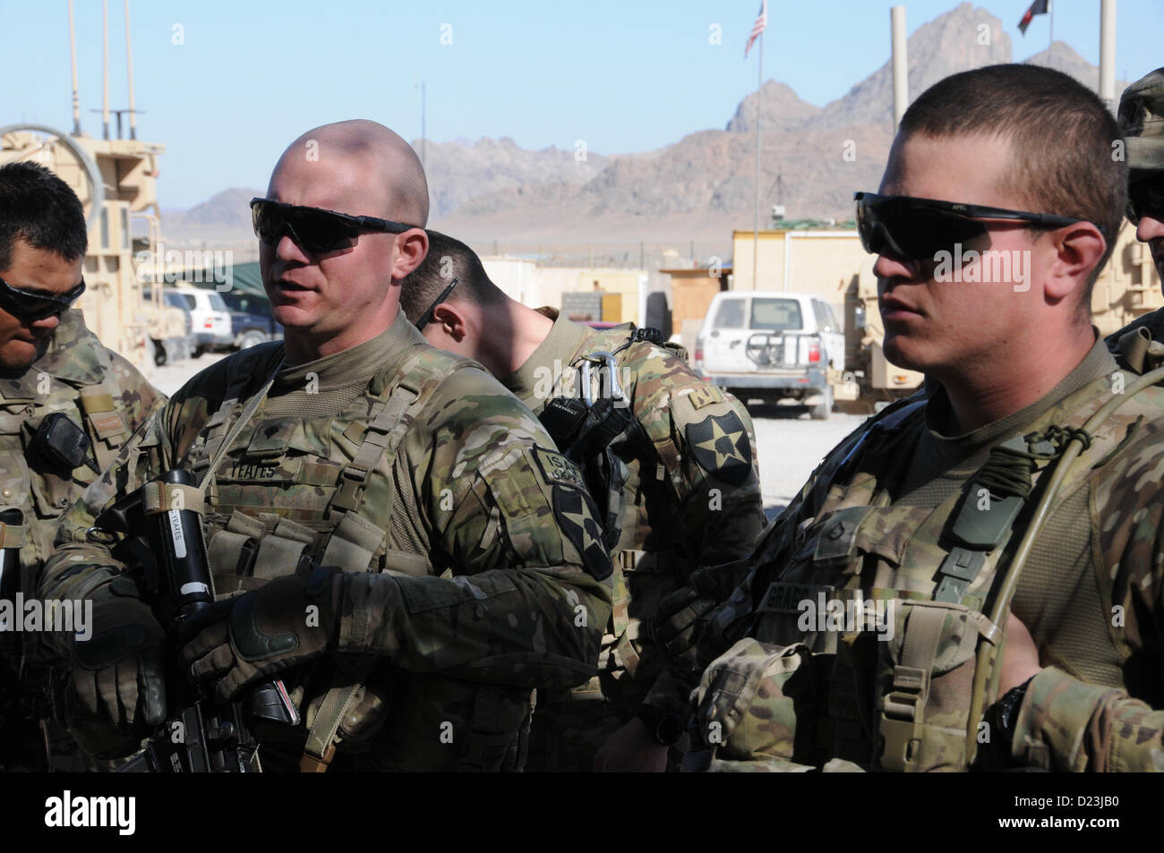 U.S. Army Spc. Scott Yeates, left, a security force team member for ...
