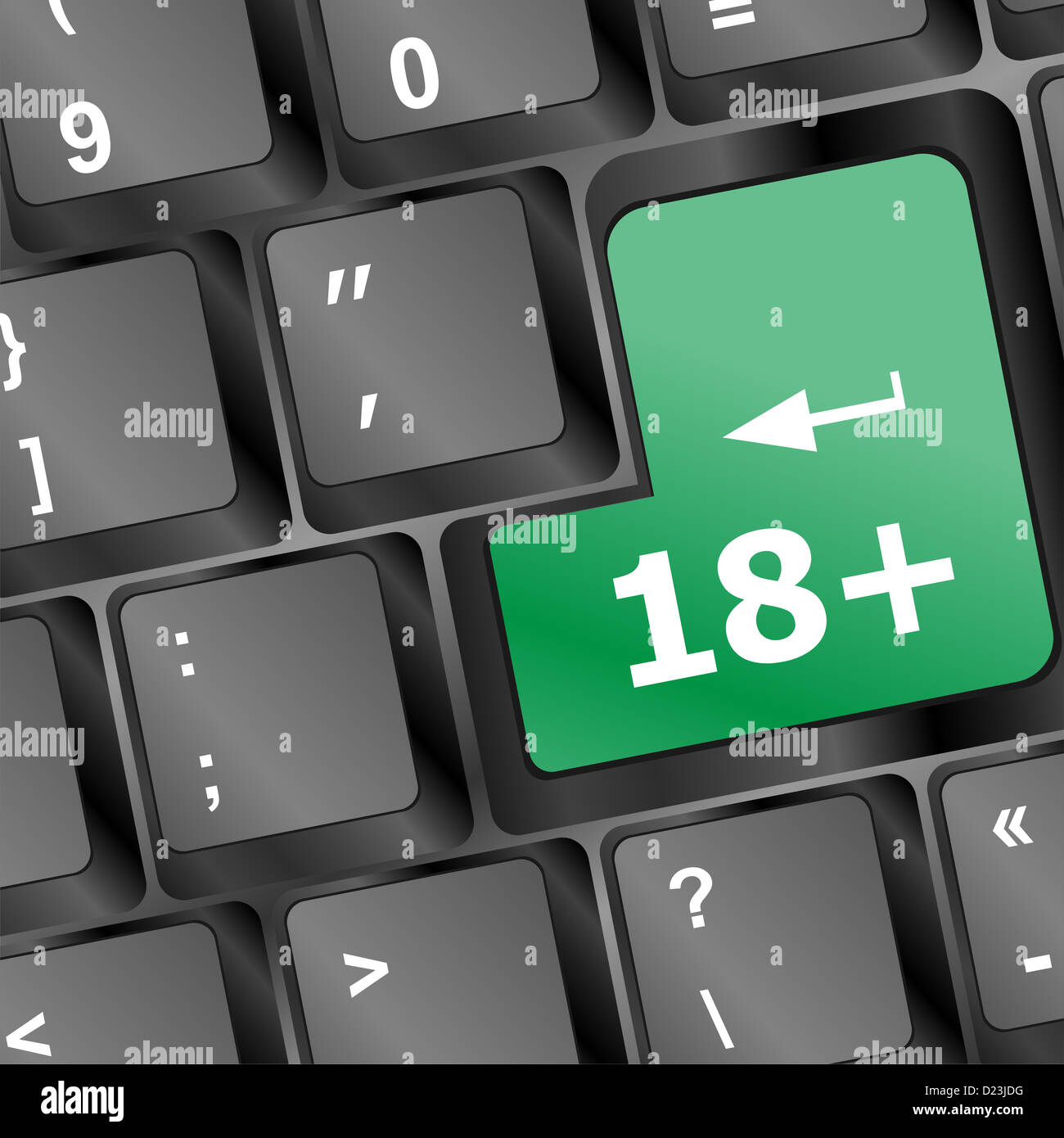 18+ button on computer keyboard Stock Photo - Alamy