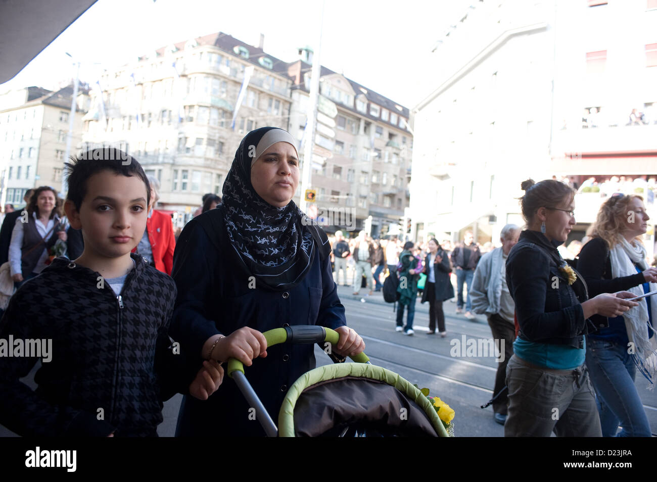 Zurich, Switzerland, a young foreigner with their children Stock Photo ...