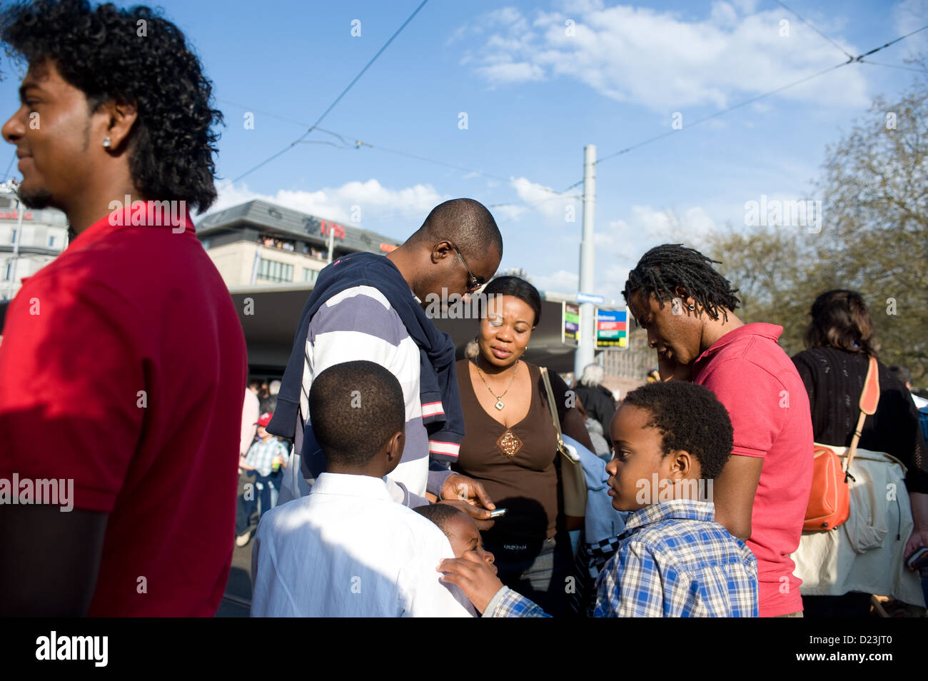 Zurich, Switzerland, black family standing together on the road Stock ...