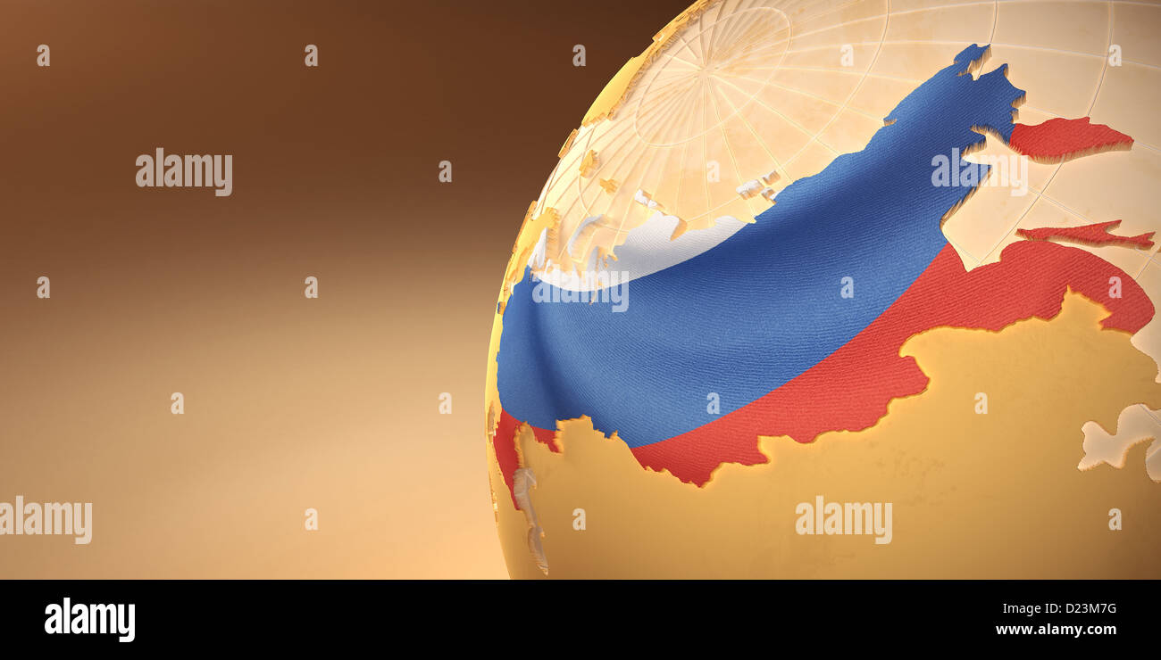 Map of the Russia on Earth in the national colors. 3d Stock Photo - Alamy