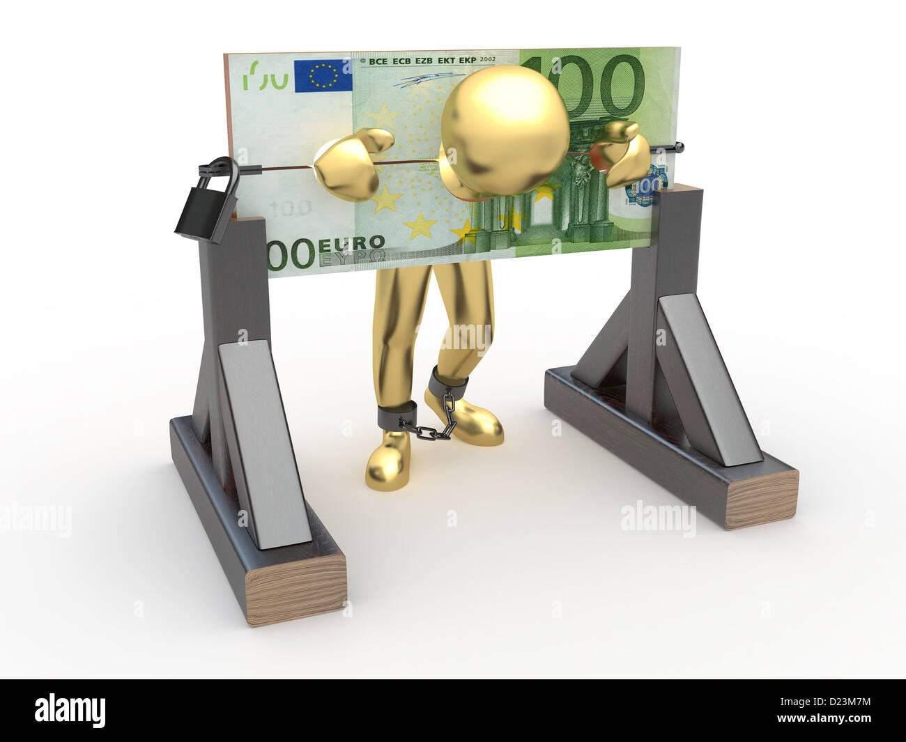Man being held hostage by money. 3d Stock Photo - Alamy