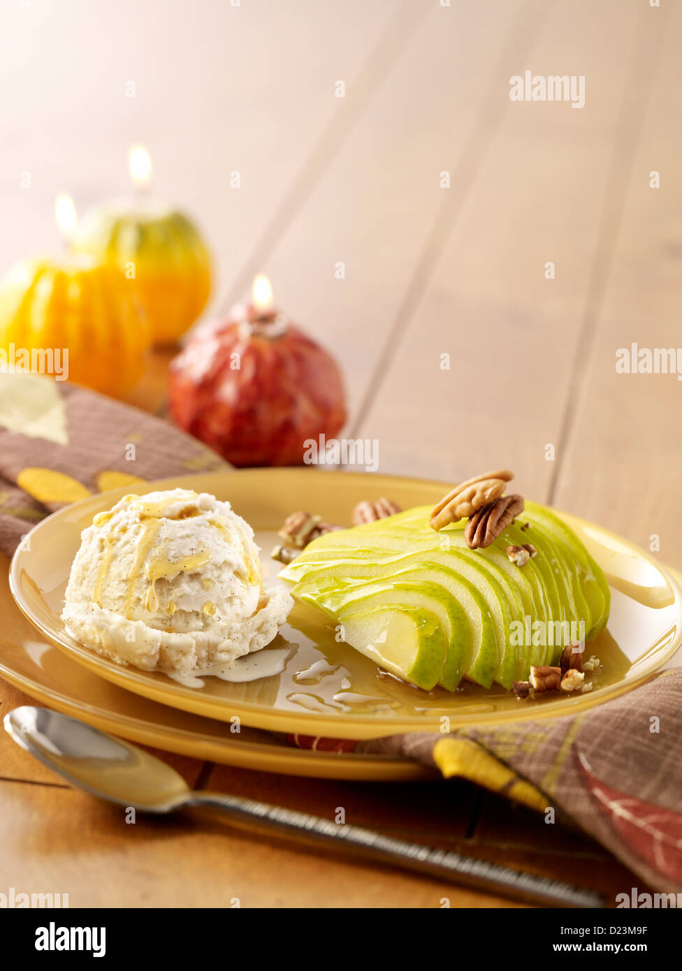 Pear and ice cream Stock Photo - Alamy