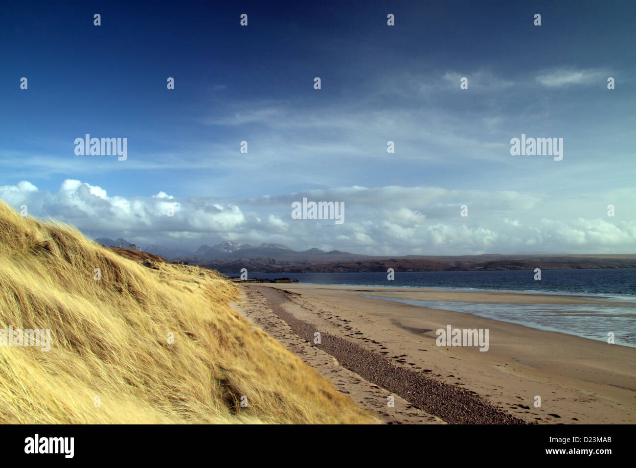 Sand dunes at Caolas Beag beach at Big Sand on Loch Gairloch in Wester ...