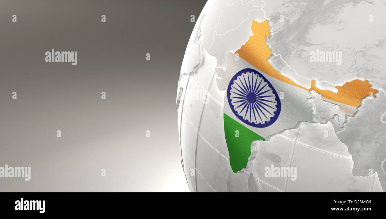 Map of the India on Earth in the national colors. 3d Stock Photo - Alamy