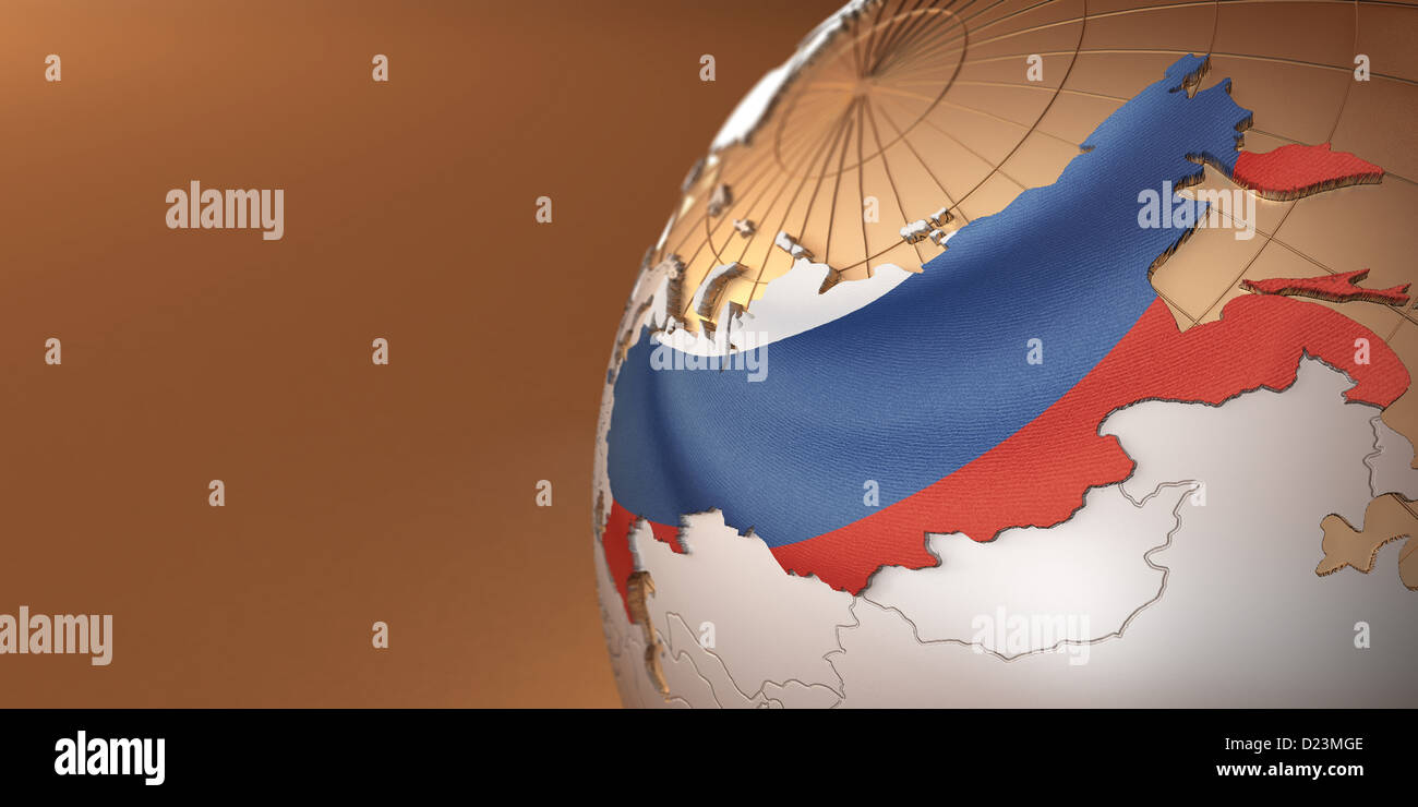 Map of the Russia on Earth in the national colors. 3d Stock Photo - Alamy