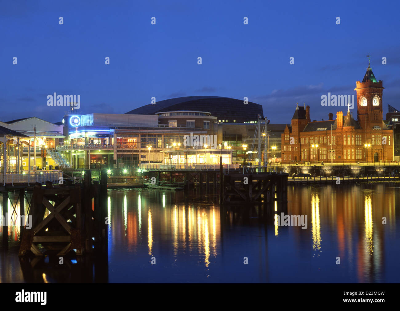 Cardiff bay mermaid quay night hi-res stock photography and images - Alamy