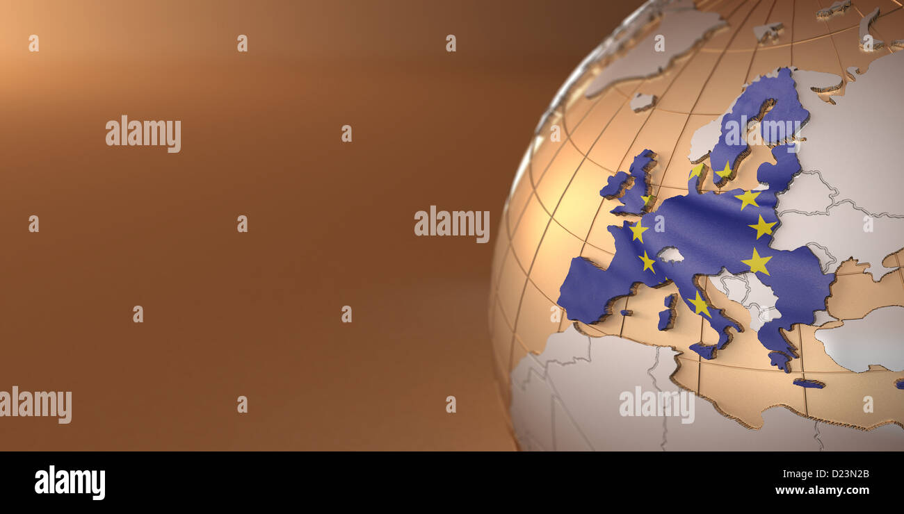 Map of the European Union on Earth. 3d Stock Photo - Alamy