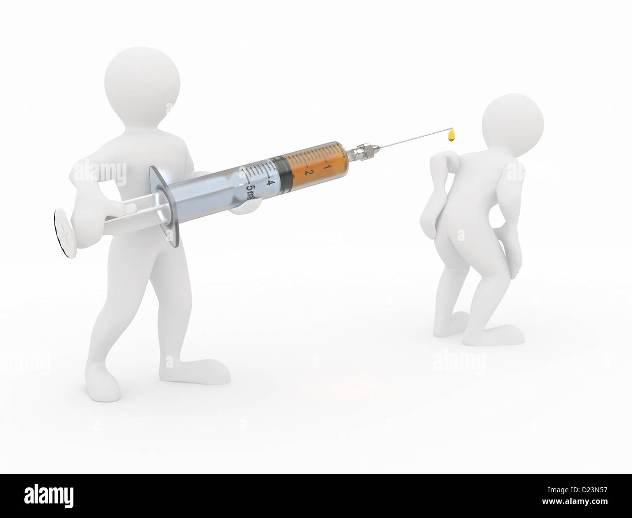 Men with syringe on white isolated background. 3d Stock Photo - Alamy