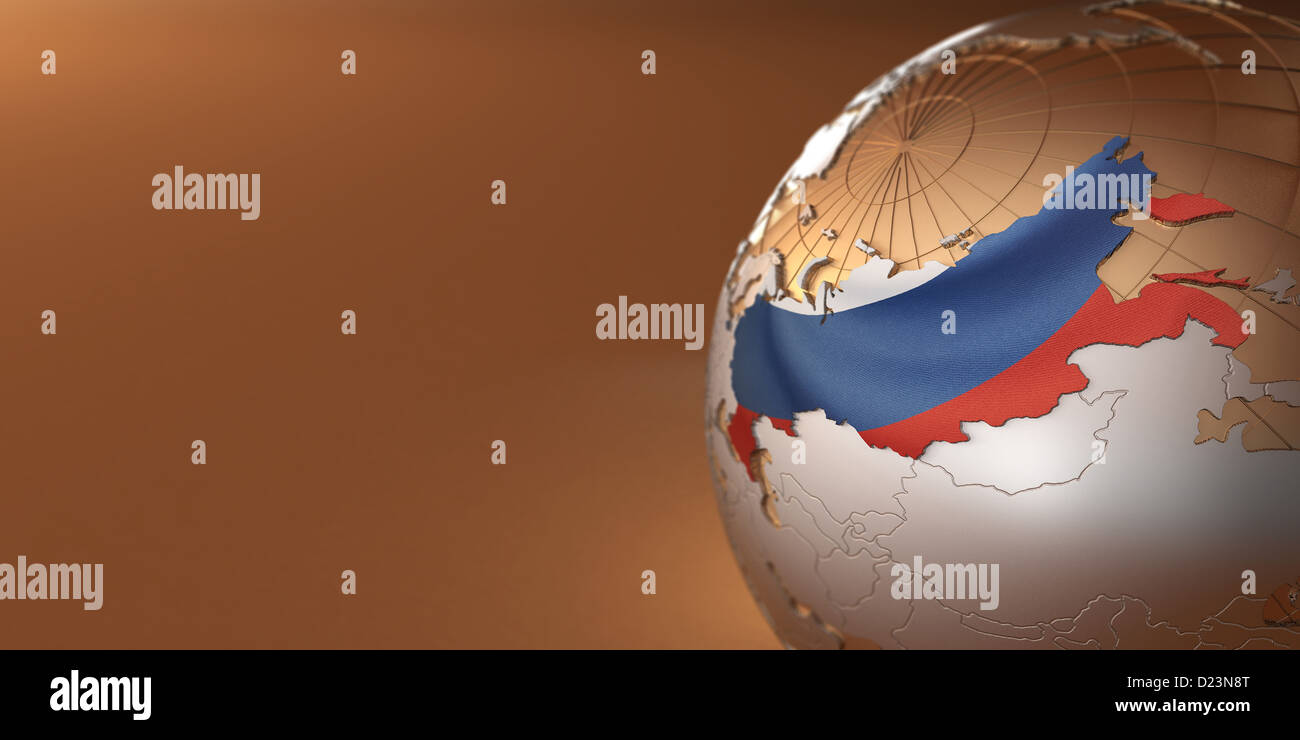 Map of the Russia on Earth in the national colors. 3d Stock Photo - Alamy
