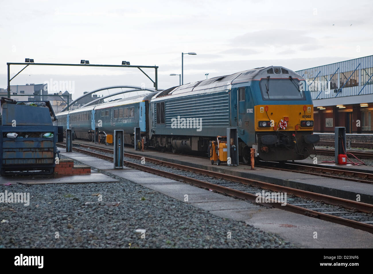Diesel Class no 67: 67002 Arriva train in Holyhead Wales Stock Photo ...