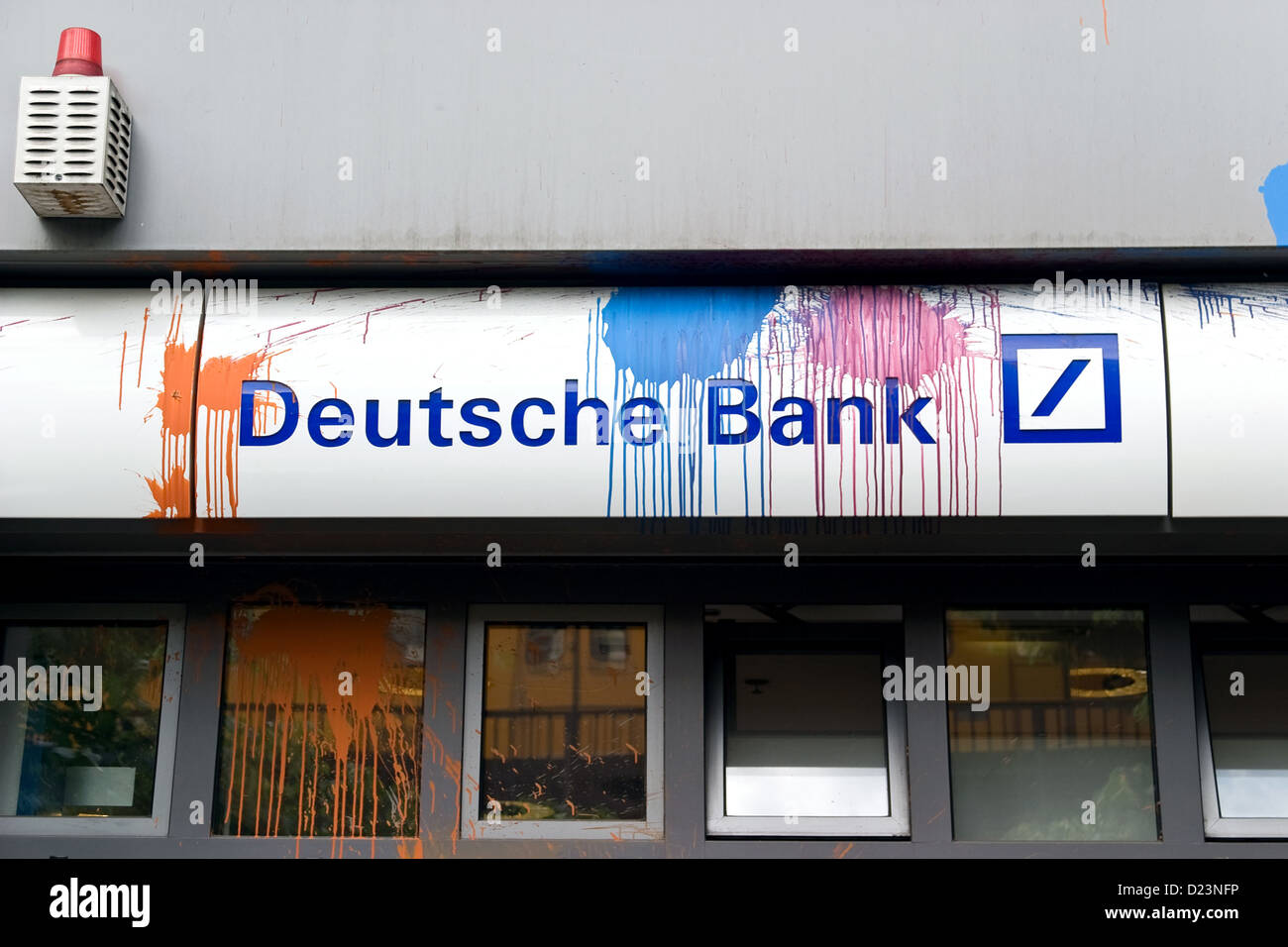 Berlin, Germany, paint bomb attack on German Bank Stock Photo - Alamy