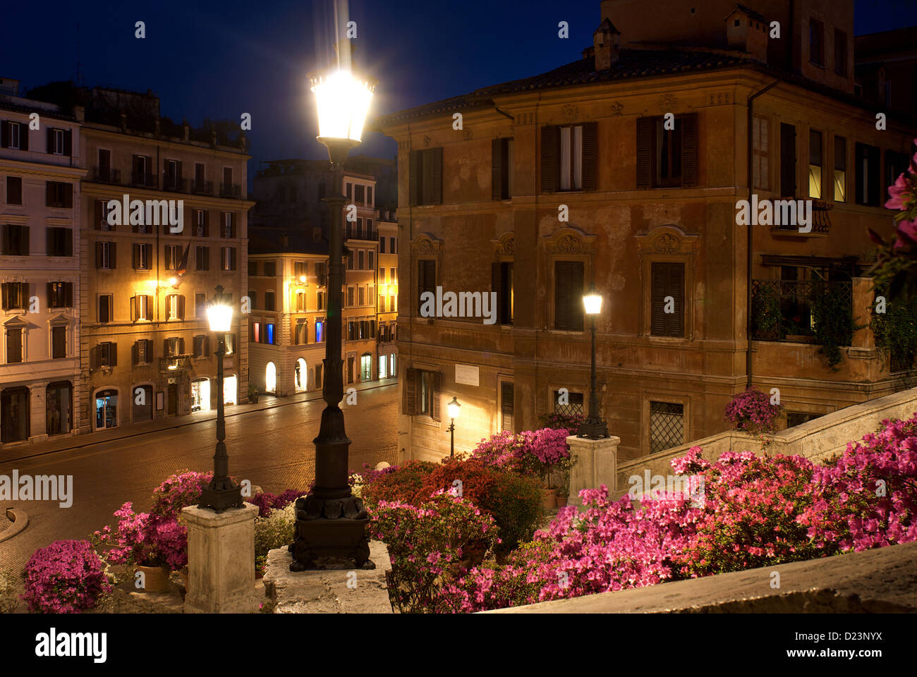 Rome, Italy, flowers at the Piazza di Spagna, Spanish Steps Stock Photo ...