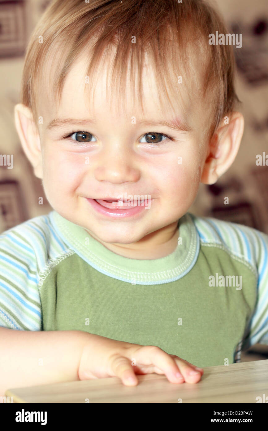smile little boy with first two tooths Stock Photo - Alamy