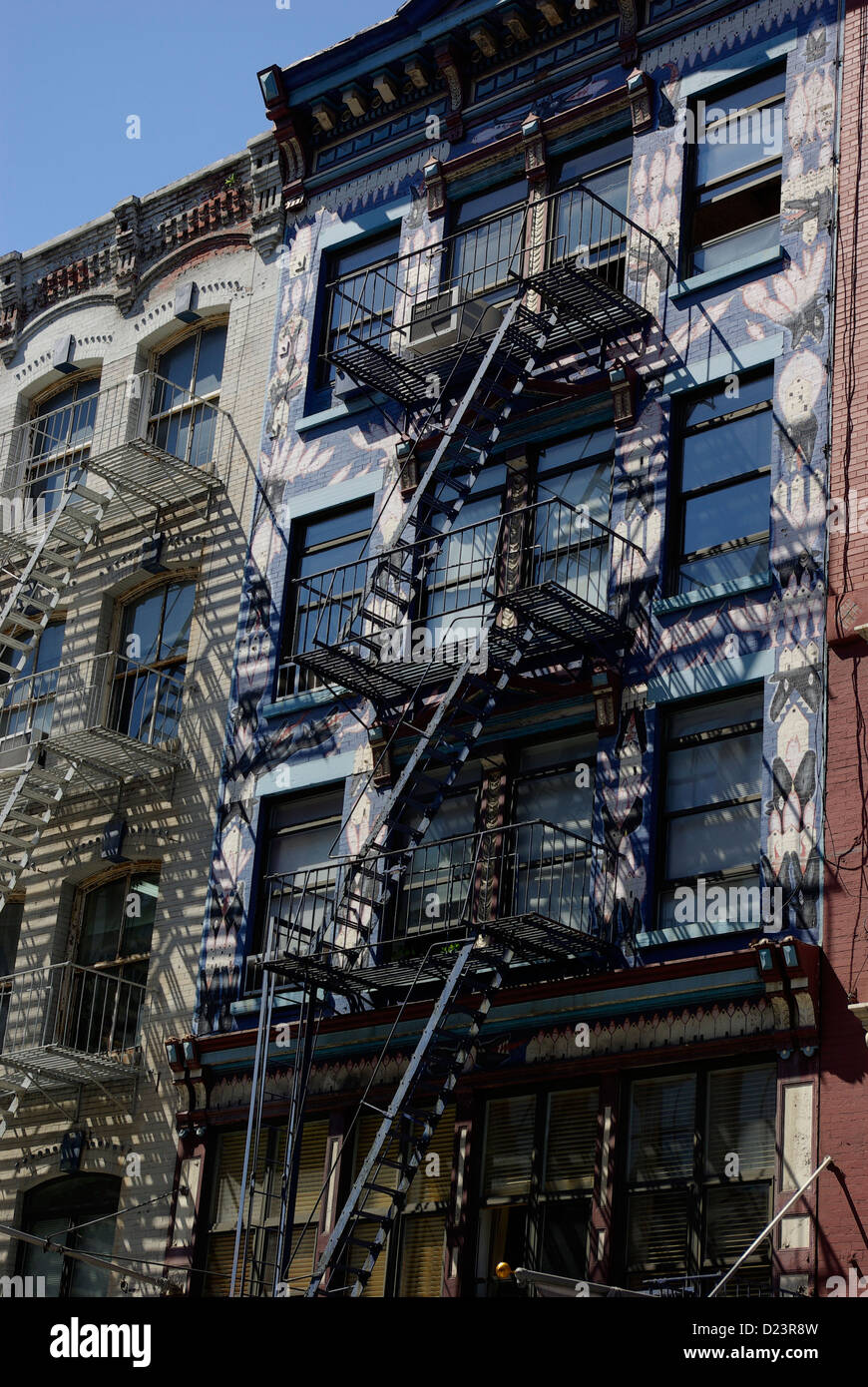 New York, Fire escape, old style Stock Photo - Alamy
