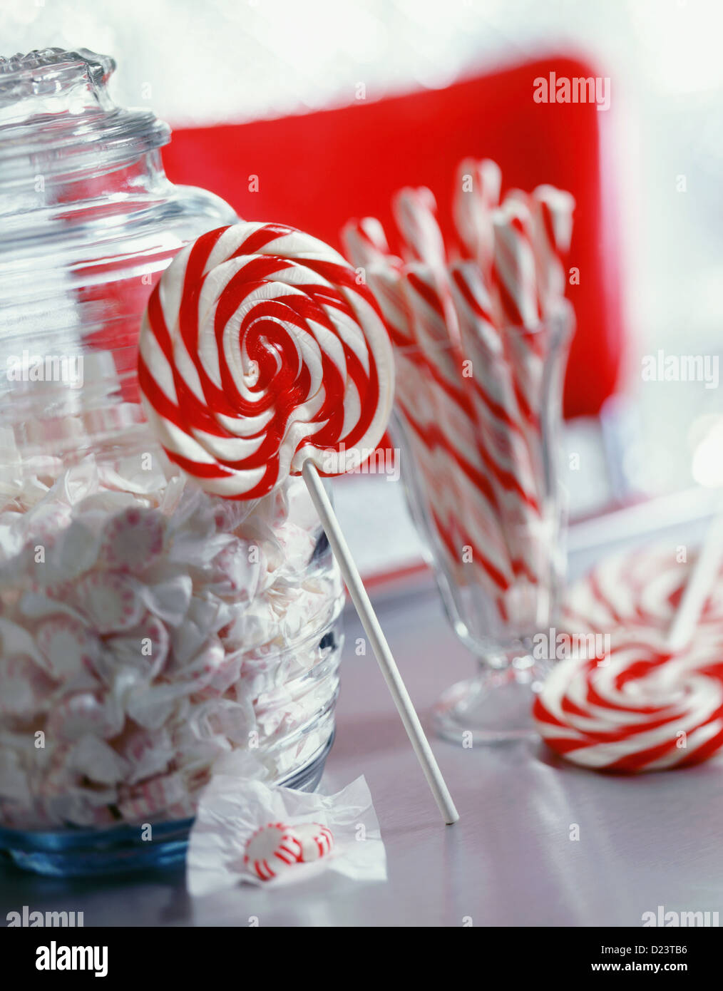 Candy canes in a diner setting Stock Photo - Alamy