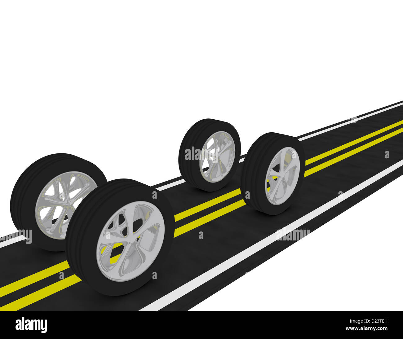 3d Render of 4 Tires on a Road Stock Photo - Alamy