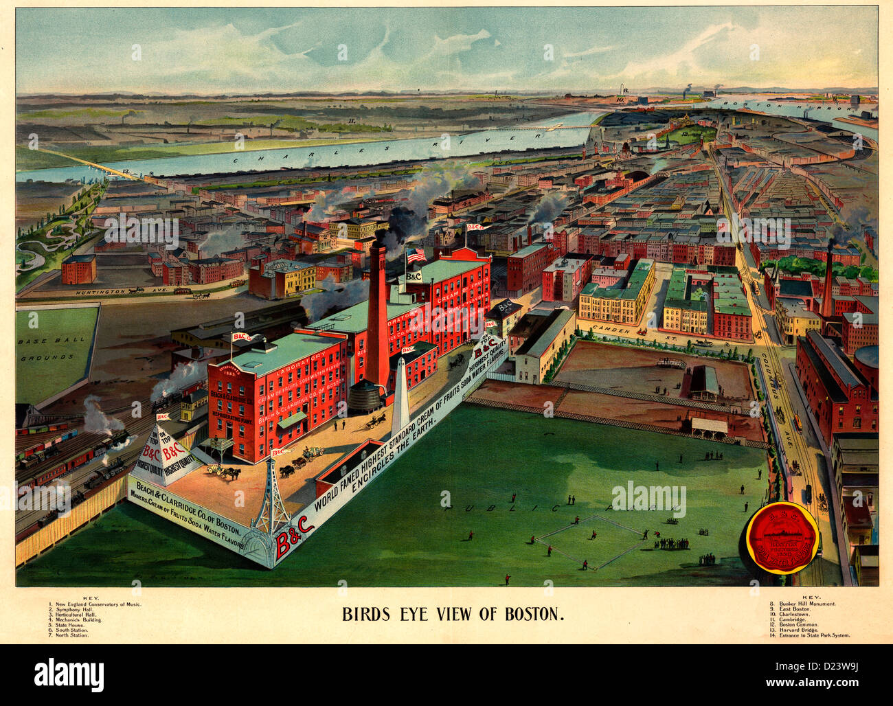 Birds eye view Boston, Massachussetts, 1902 Stock Photo - Alamy