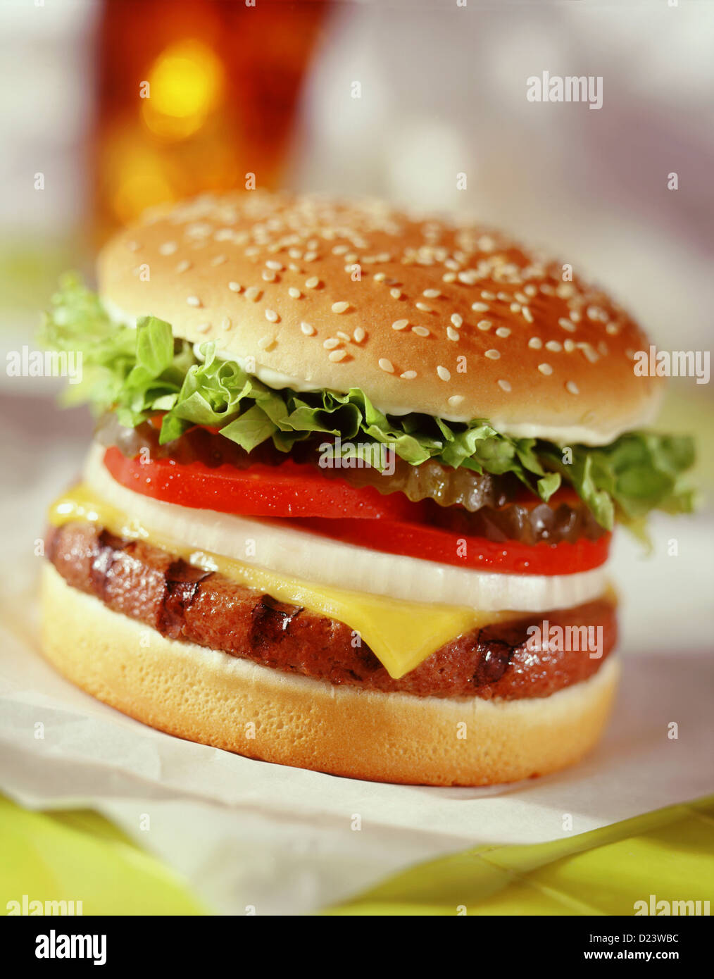 Grilled cheeseburger with a coke Stock Photo - Alamy