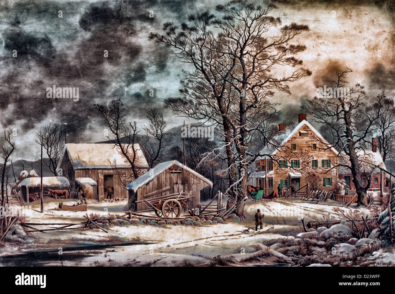Winter in the country: a cold morning, circa 1863 Stock Photo - Alamy